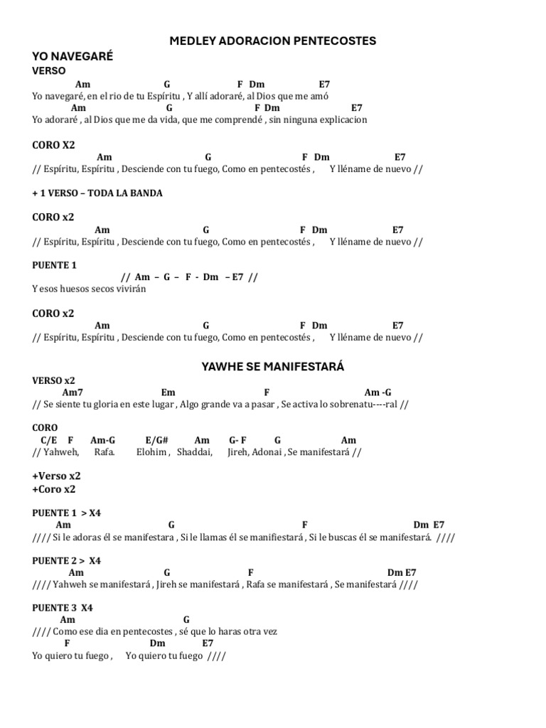 Medley Adoracion Pentecostes Descargar Gratis Pdf Nombres De Dios