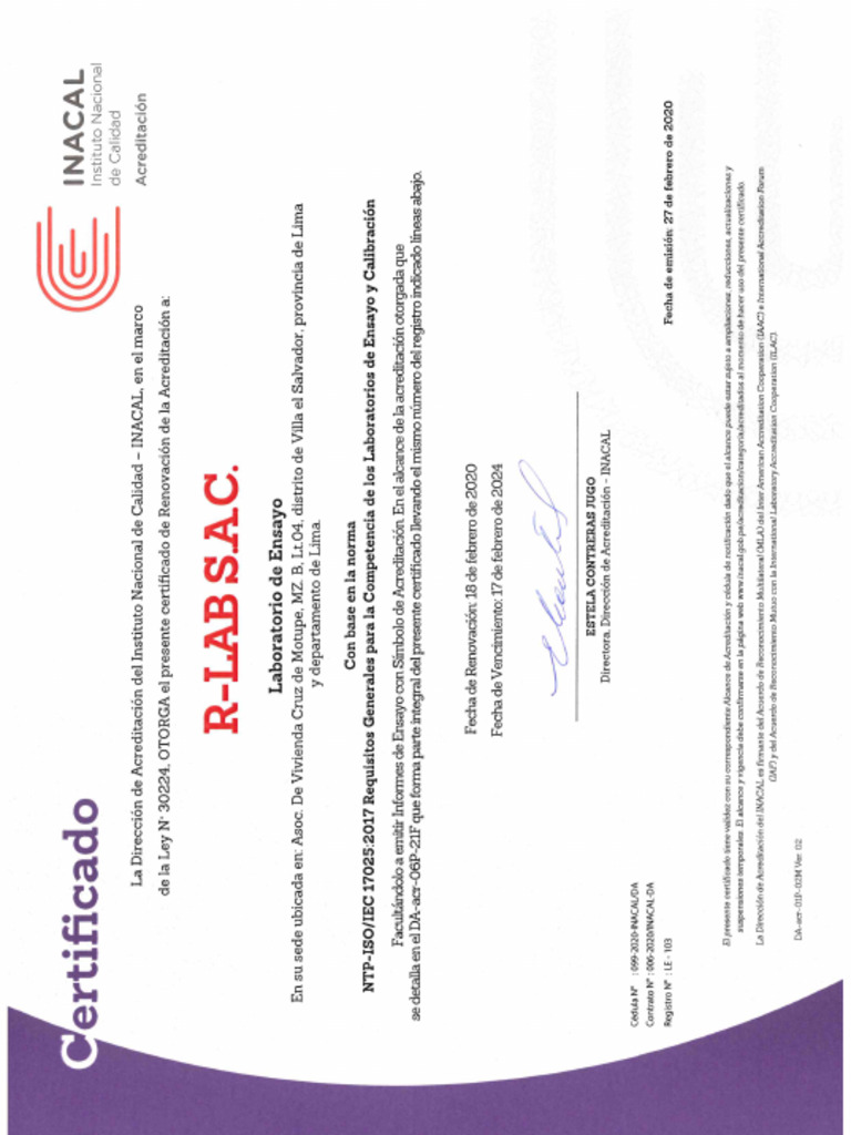 Acreditacion Lab Rlab | PDF