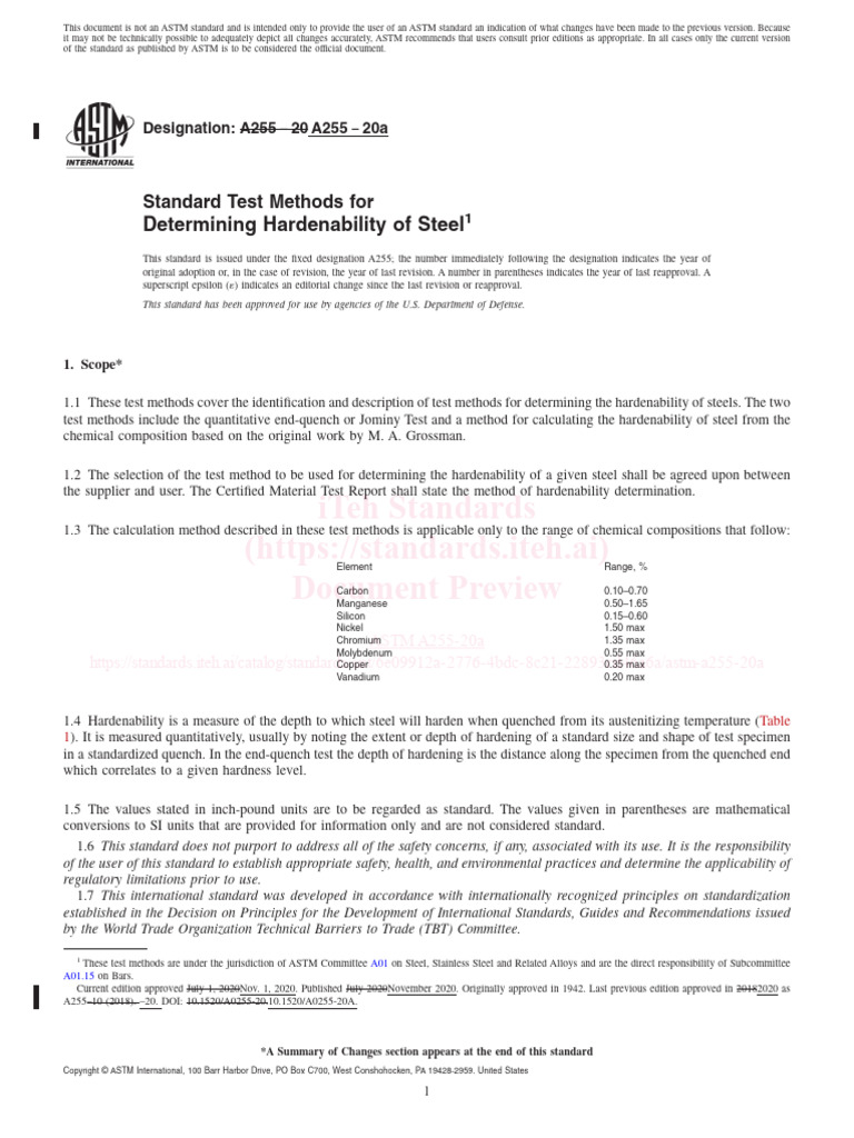 ASTM-A255-20a | PDF | Steel | Materials