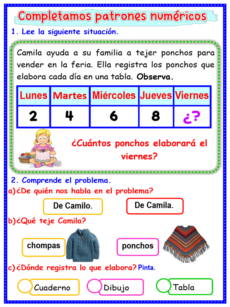 Ficha Completamos Patrones Numéricos | PDF