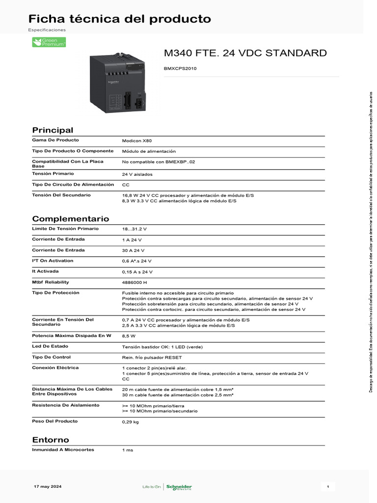 Schneider Electric - E-S-Modicon-X80 - BMXCPS2010 | PDF | Controlador ...