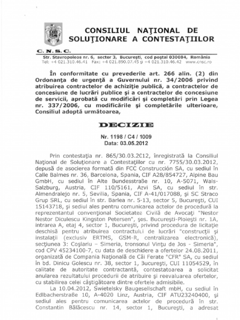 Decizie CNSC 03 Mai 2012 - Buna Pentru Solicitarile de Clarificari | PDF