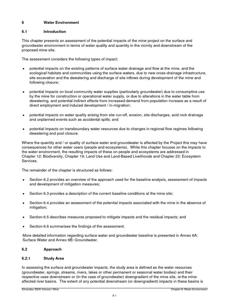Simandou Mine Water Impact Assessment | PDF | Water | Water Quality