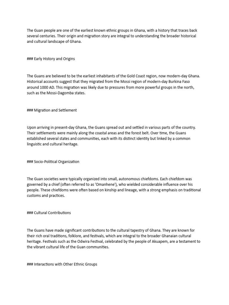 Origins and Culture of the Guan People | PDF | Ghana | Cultural ...