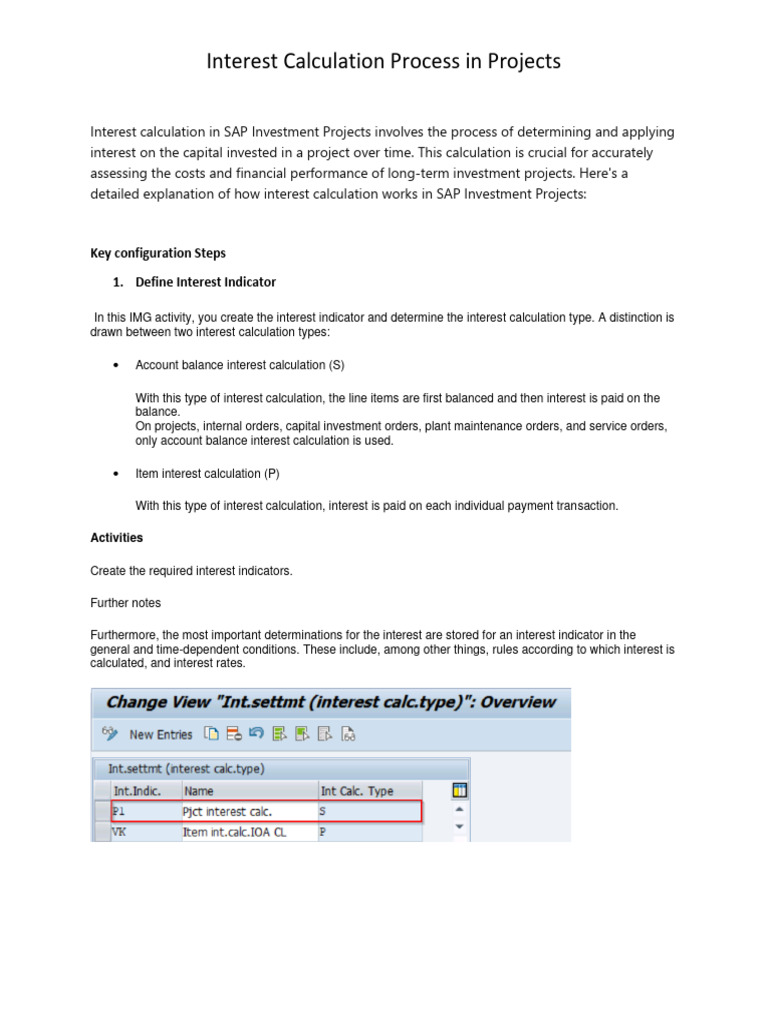 Interest Calculation in SAP Projects | PDF | Interest | Debits And Credits