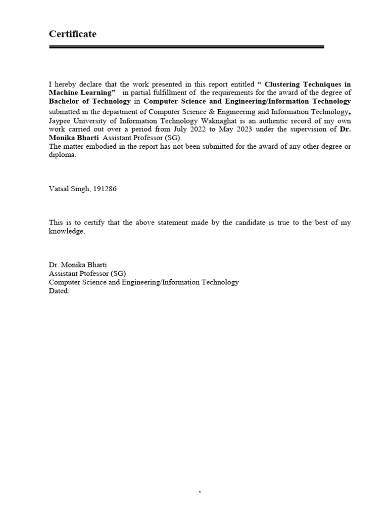 Certificate | PDF | Cluster Analysis | Applied Mathematics
