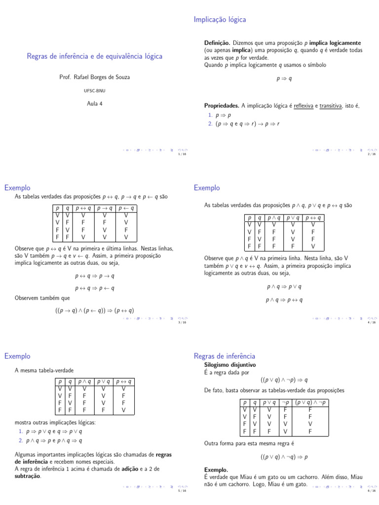 Regras de Inferência e de Equivalência Lógica | PDF | Lógica matemática ...