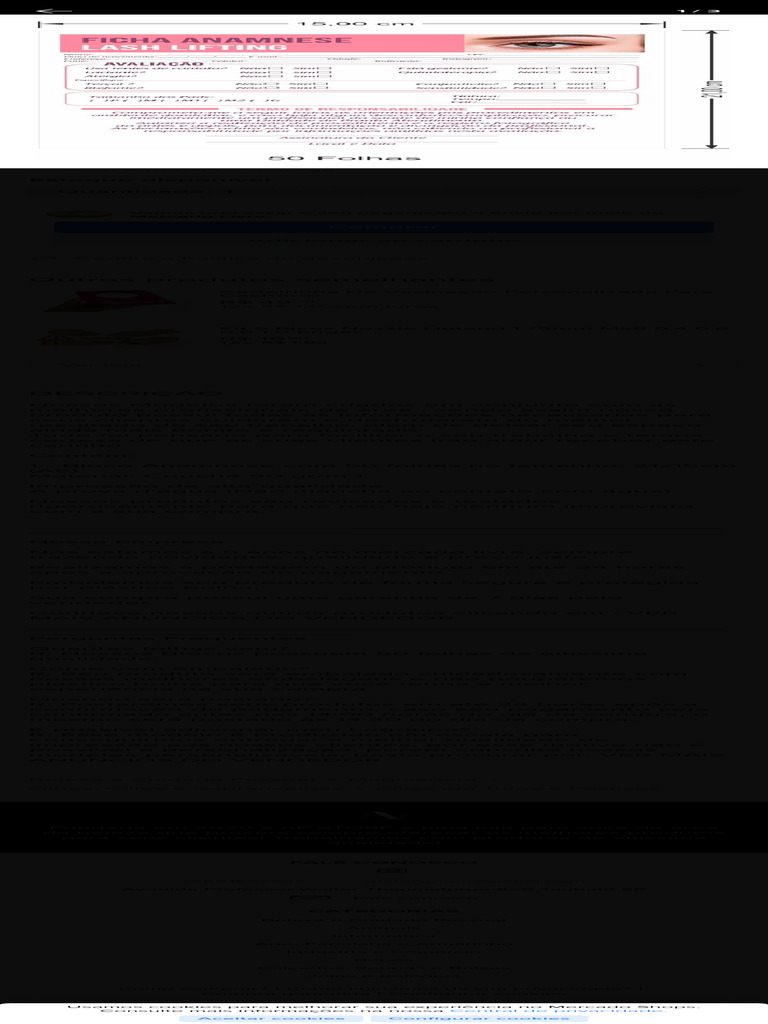 Ficha Anamnese Lash Lift Cílios Lash Lifthing 50… | PDF