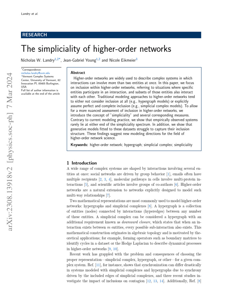 The Simpliciality of Higher-Order Networks | PDF | Monte Carlo Method | Distance