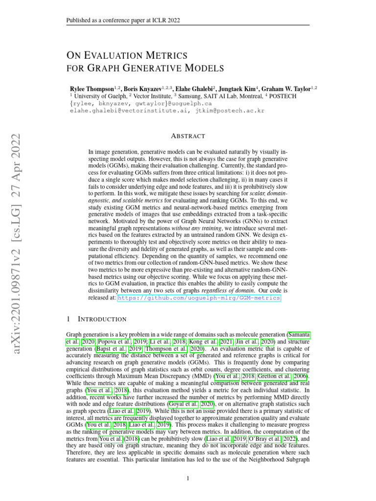 On Evaluation Metrics For Graph Generative Models | PDF