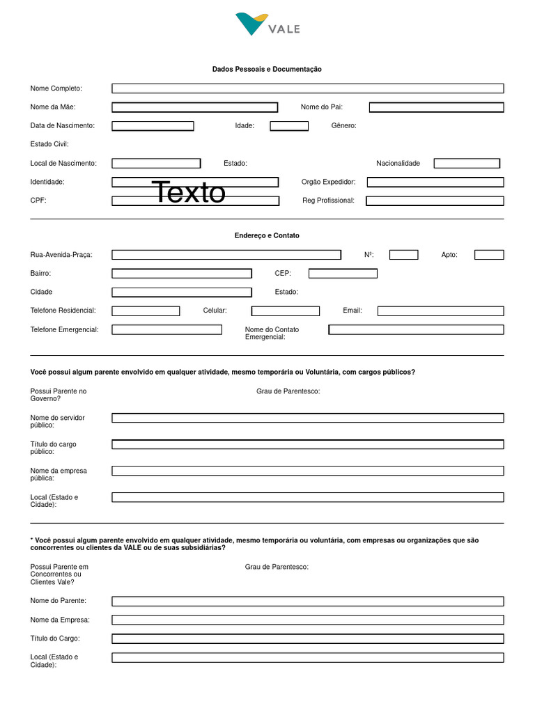 Ficha Vale | PDF | Estado | Cidade