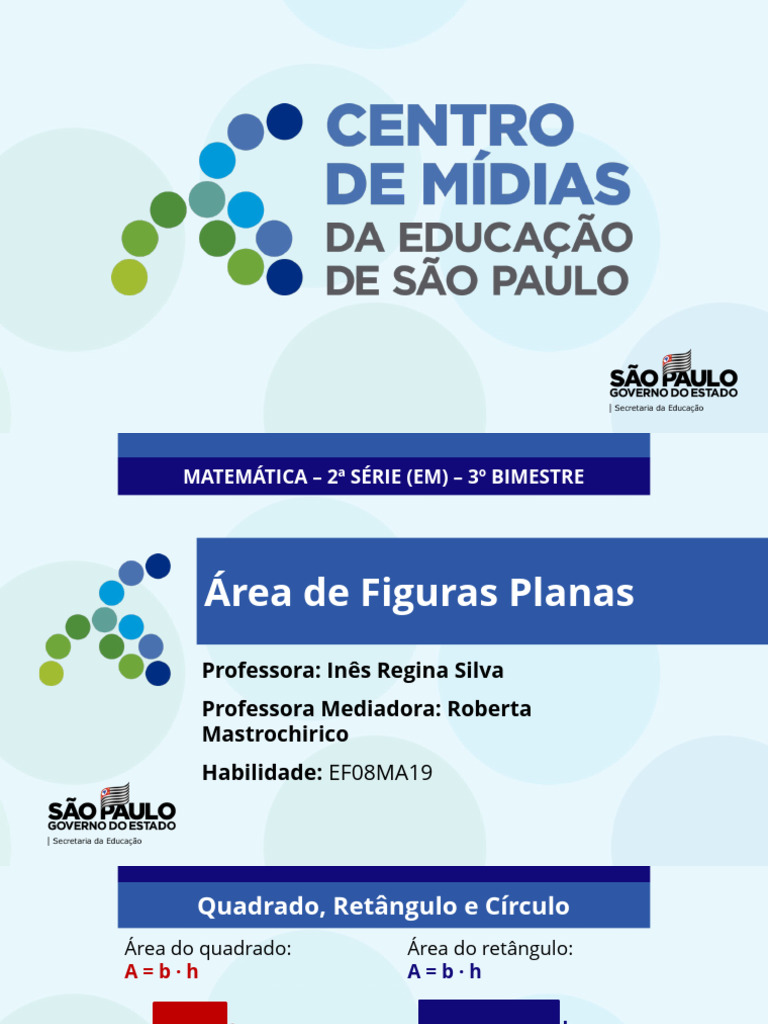 Cálculo de Área: Quadrados e Círculos | PDF | Matemática | Geometria