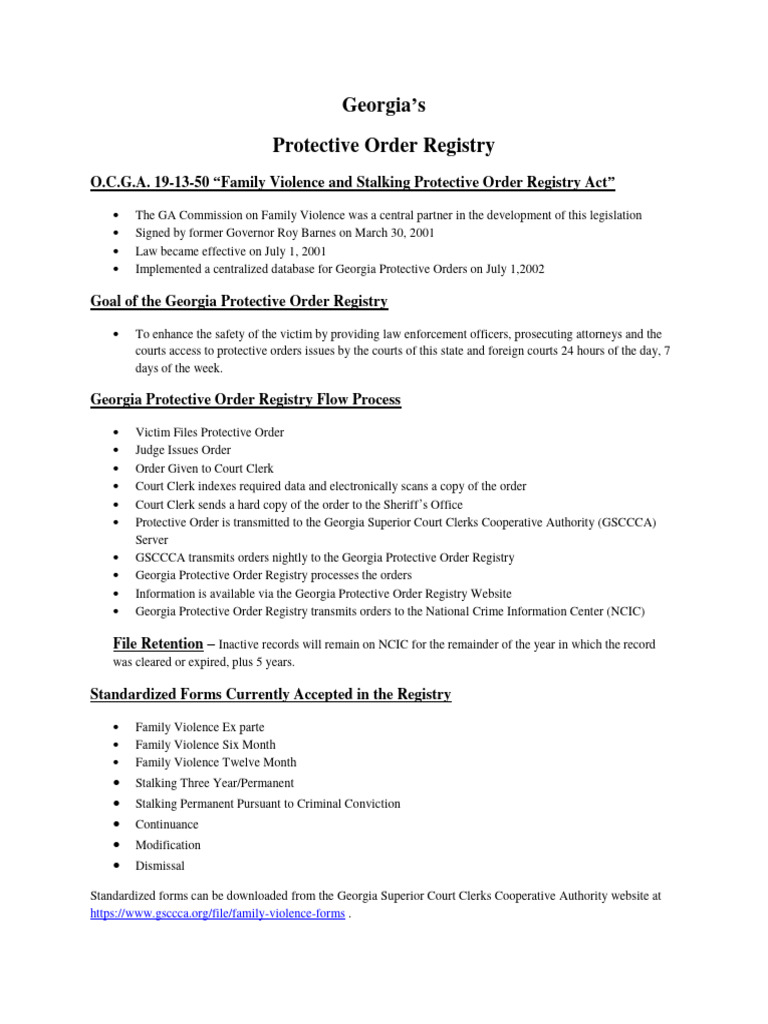 Protective Order Registry | PDF | Restraining Order | Stalking