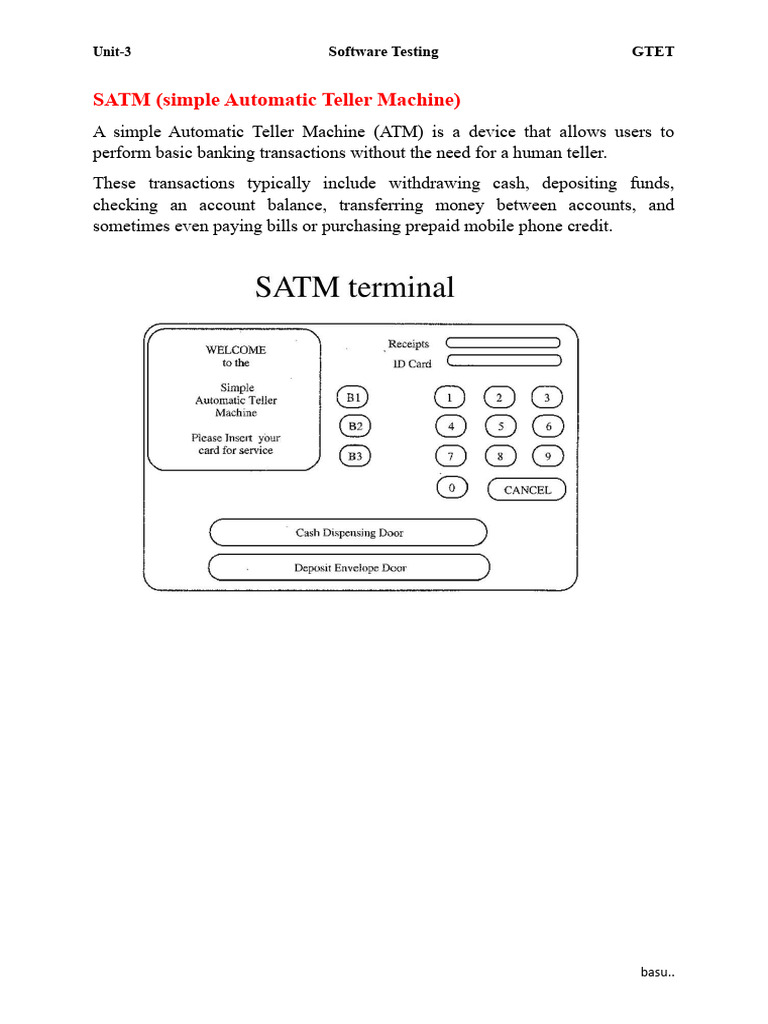 ST Unit-3-1 | PDF | Automated Teller Machine | Software Testing
