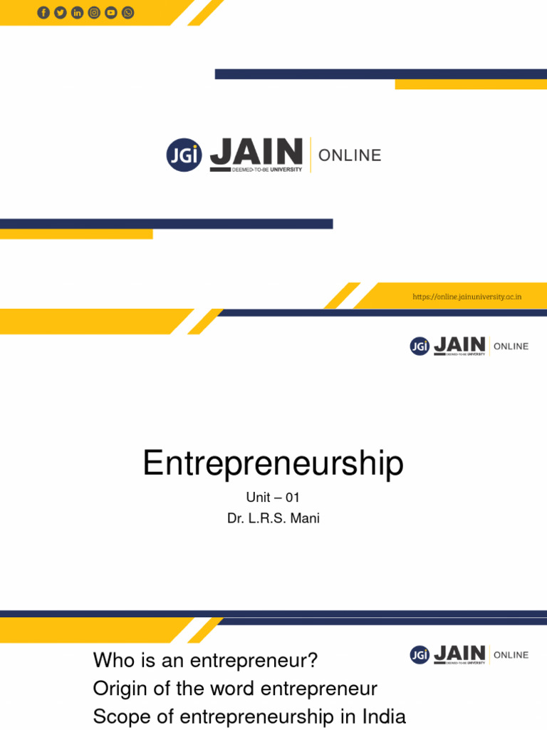 Online PPT Entrepreneurship Unit 1 | PDF | Entrepreneurship | Innovation