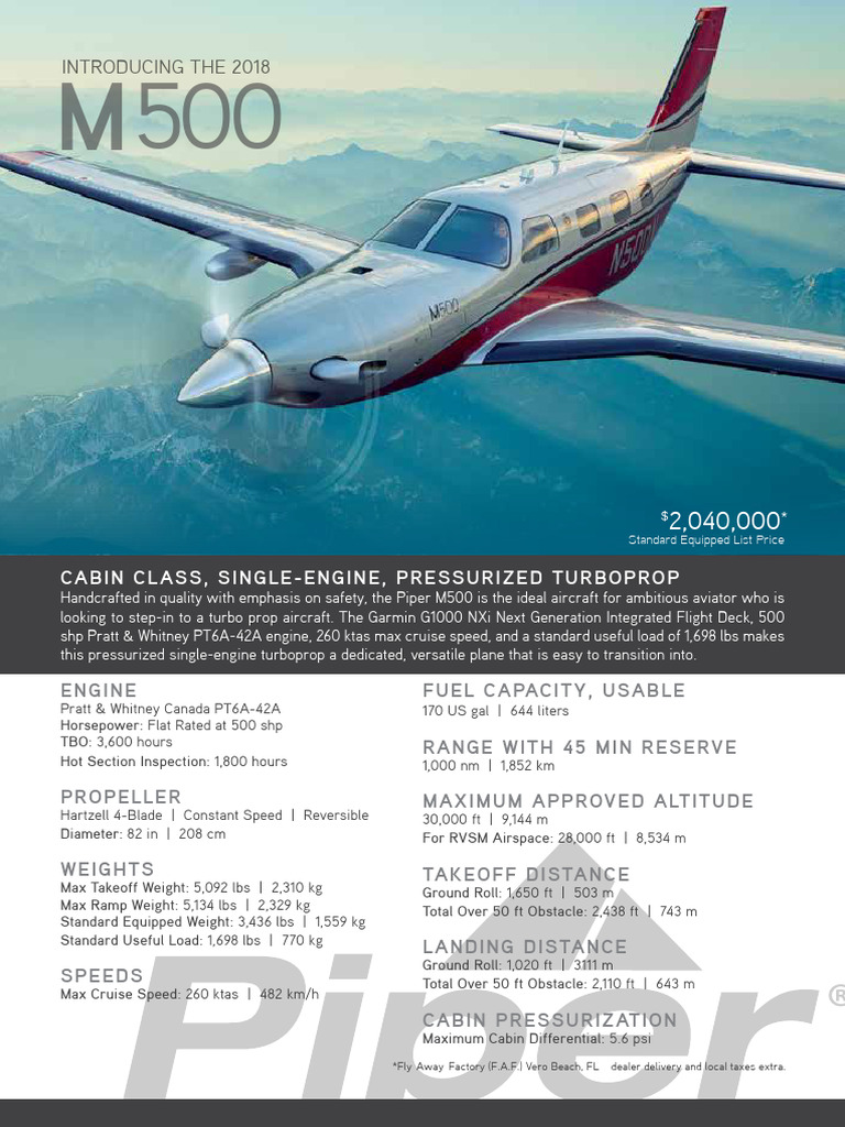Piper M500 | PDF | Aerospace | Aircraft