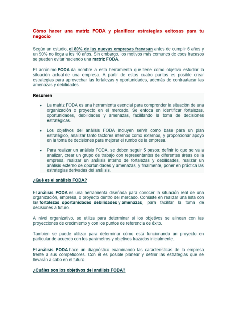 FODA | PDF | Análisis FODA | Business
