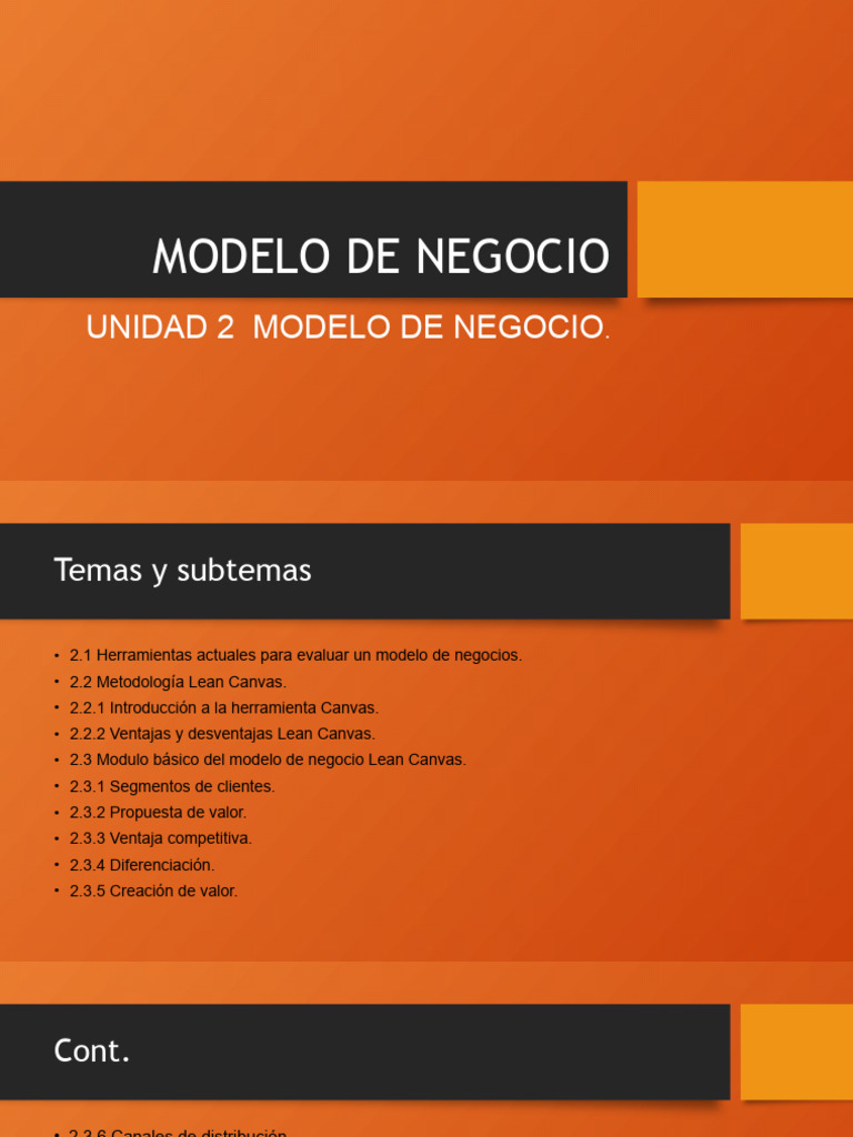 UNIDAD 2.HERRAMIENTAS ACTUALES PARA EVALUAR UN MODELO DE NEGOCIO. | PDF | Modelo de negocio ...