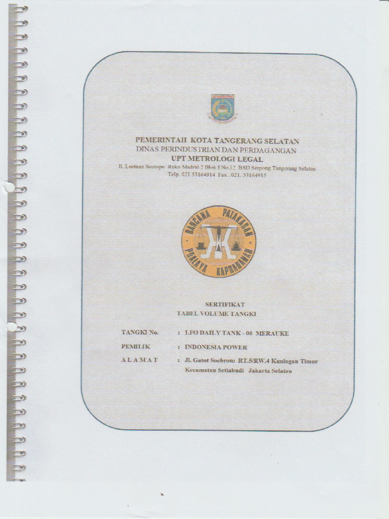 CALIBRATION TABLE DAILY TANK | PDF