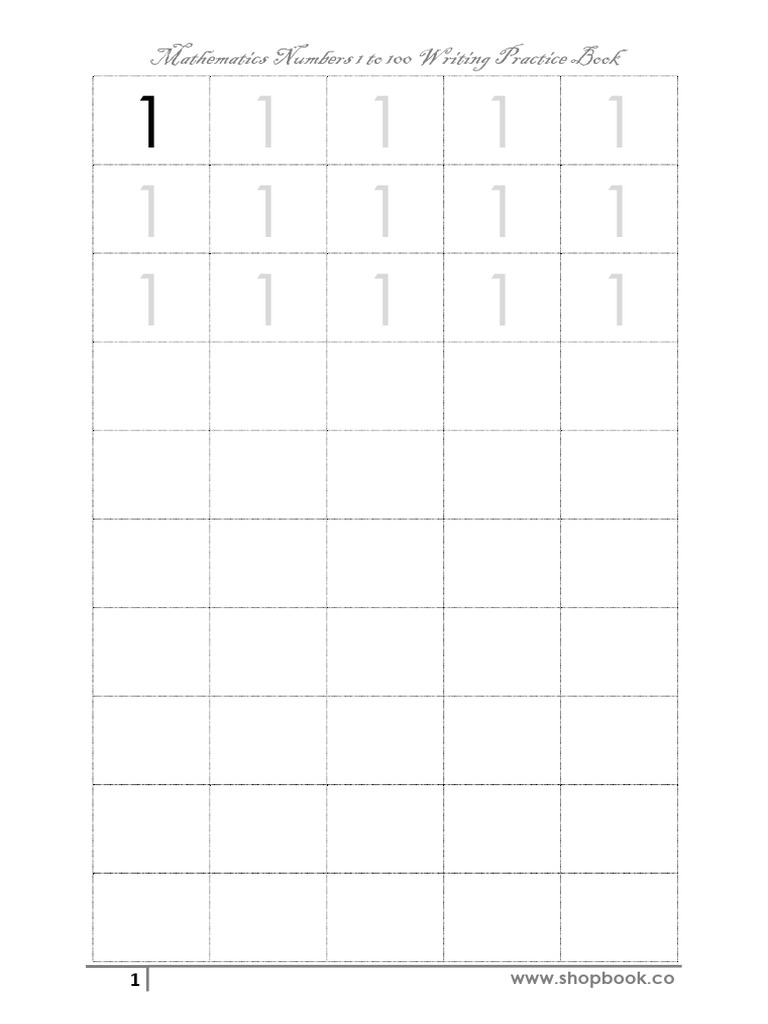 Numbers 1-100 Writing Practice Book | PDF