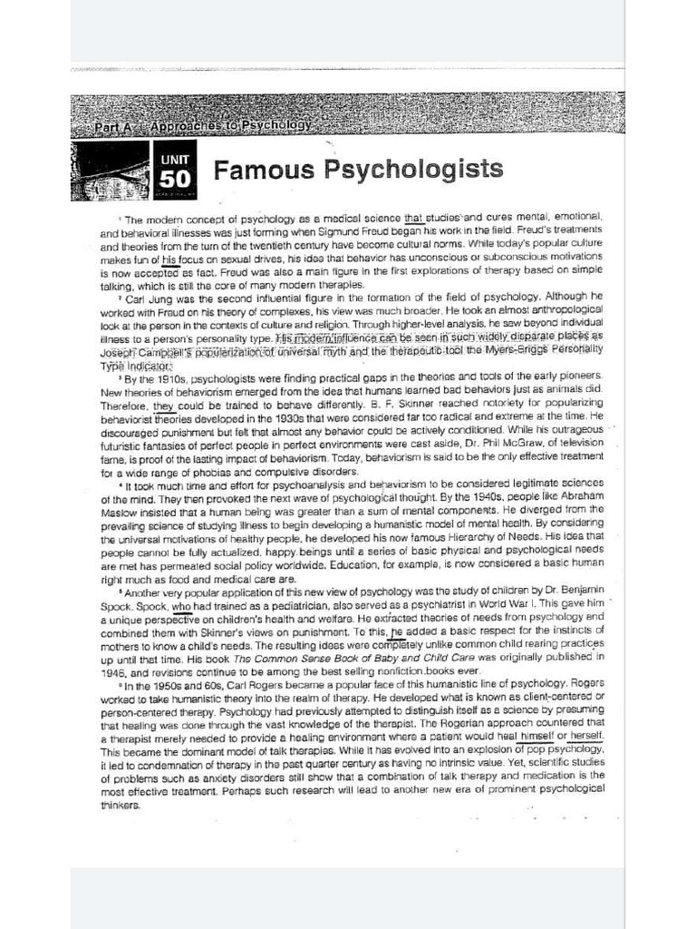 Texto FAMOUS PSYCHOLOGISTS (Referentes) | PDF