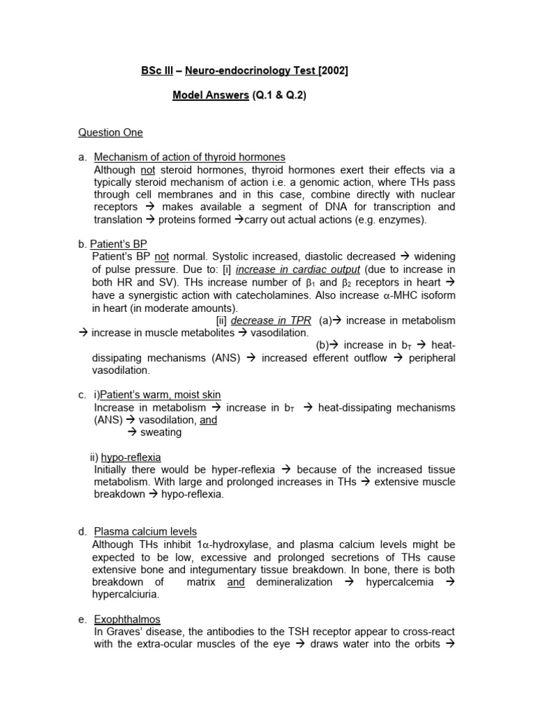 BSC III Neuroendotest Model Answers2002 | PDF | Hormone | Sodium