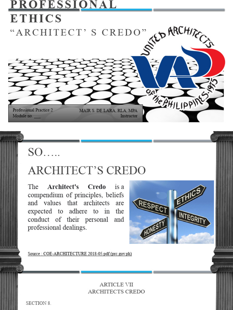 PP 323 2 - PROFESSIONAL ETHICS Architects Credo and Code of Ethics ...