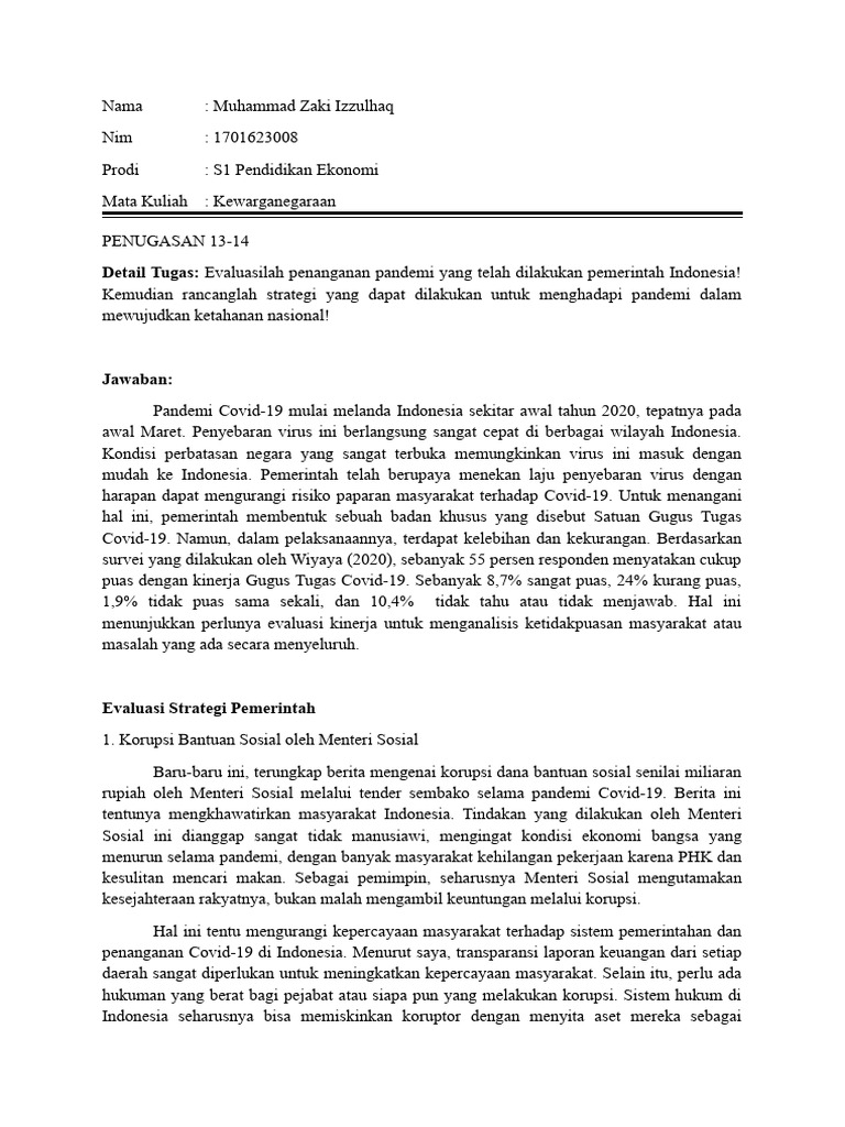 Tugas 13-14 - Muhammad Zaki Izzulhaq | PDF | Ilmu Sosial