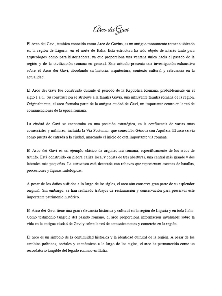 Arco dei Gavi: Legado Romano en Liguria | PDF | Ciencias sociales