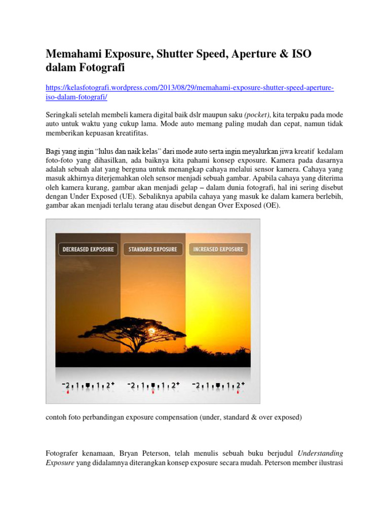 Memahami Exposure dalam Fotografi | PDF