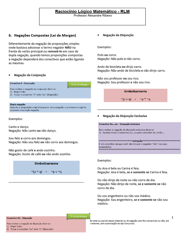 Material RLM Aula 2 - Particular | PDF | Lógica matemática | Lógica