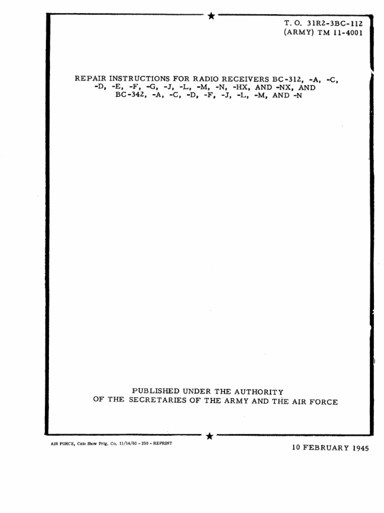 BC 312 Receiver Repair Guide TM - 11 4001 | PDF