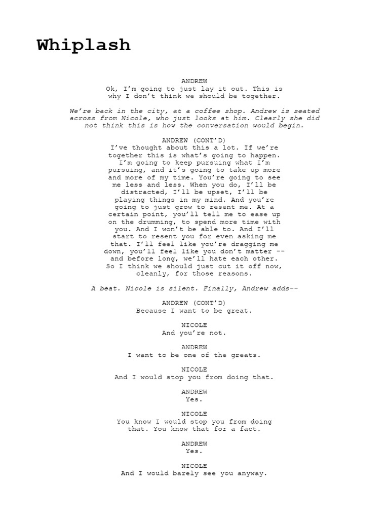 Whiplash Script copy | PDF