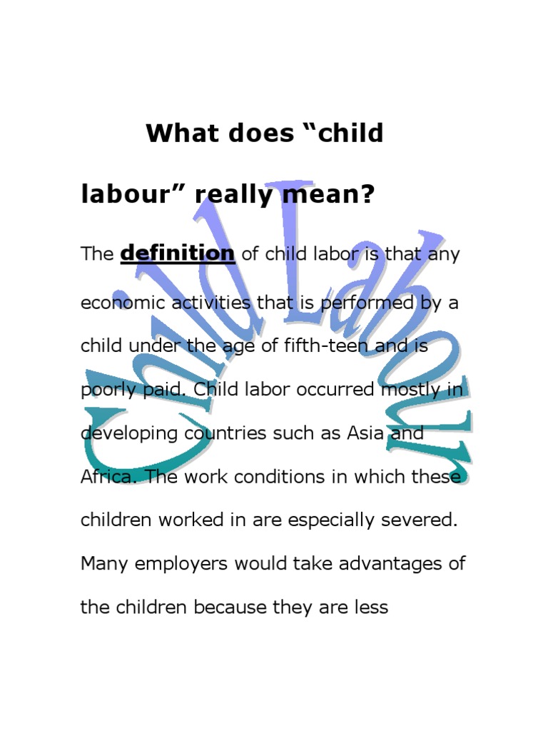 What Does "Child Labour" Really Mean? | PDF | Children's Rights | Child ...