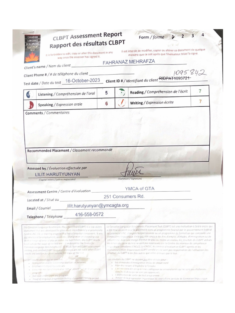 CLBPT Assessment Report | PDF