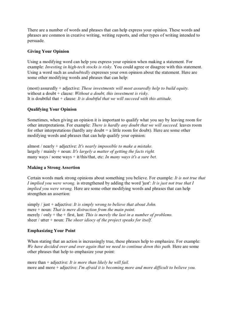 Creative Writing - Modifying Words and Phrases | PDF