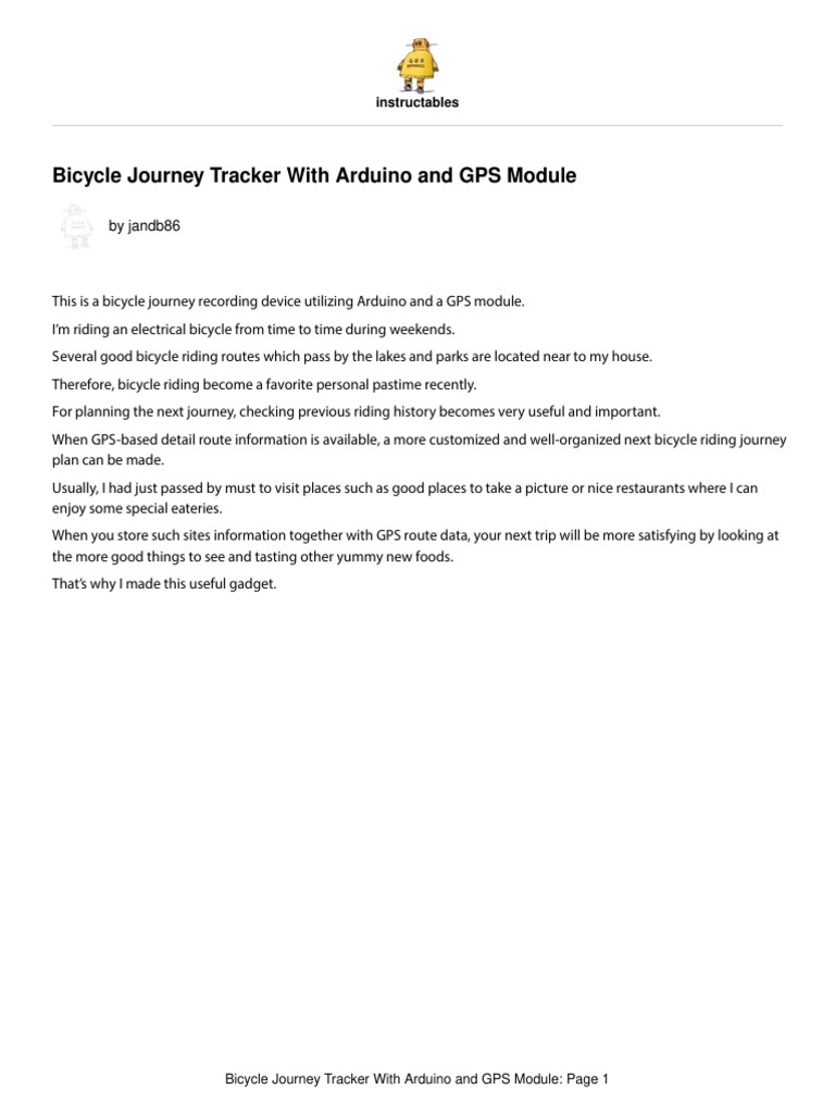 Bicycle Journey Tracker With Arduino and GPS Modul | PDF | Global Positioning System | Arduino