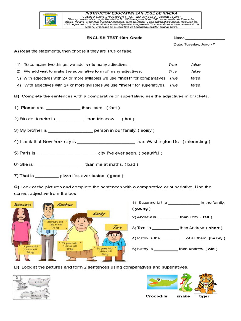 English Test 10th | PDF