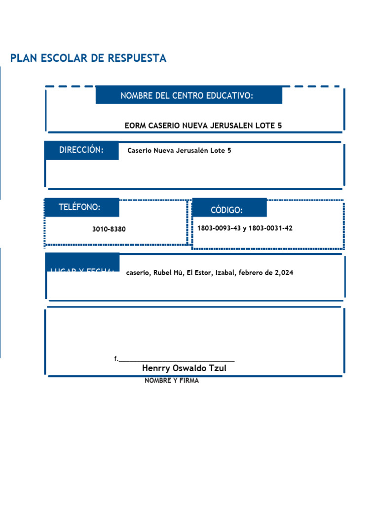 Gestión de Riesgo Escolar. EORM Aldea Rubel Hù - Copia | Descargar ...