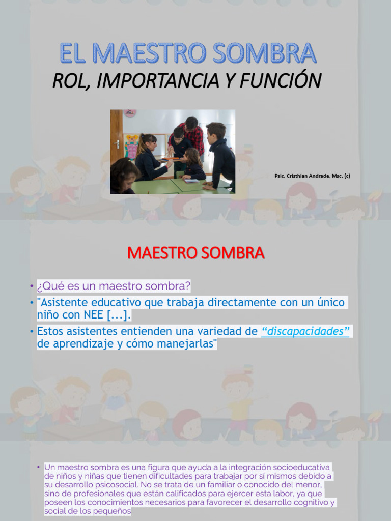 Funciones del Maestro Sombra en Educación | PDF | Maestros | Espectro autista