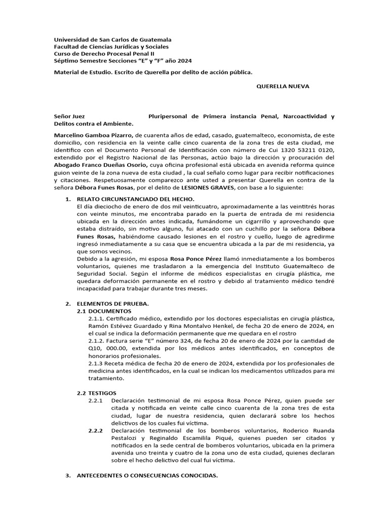 Querella 2023 | Descargar gratis PDF | Queja | Ley procesal