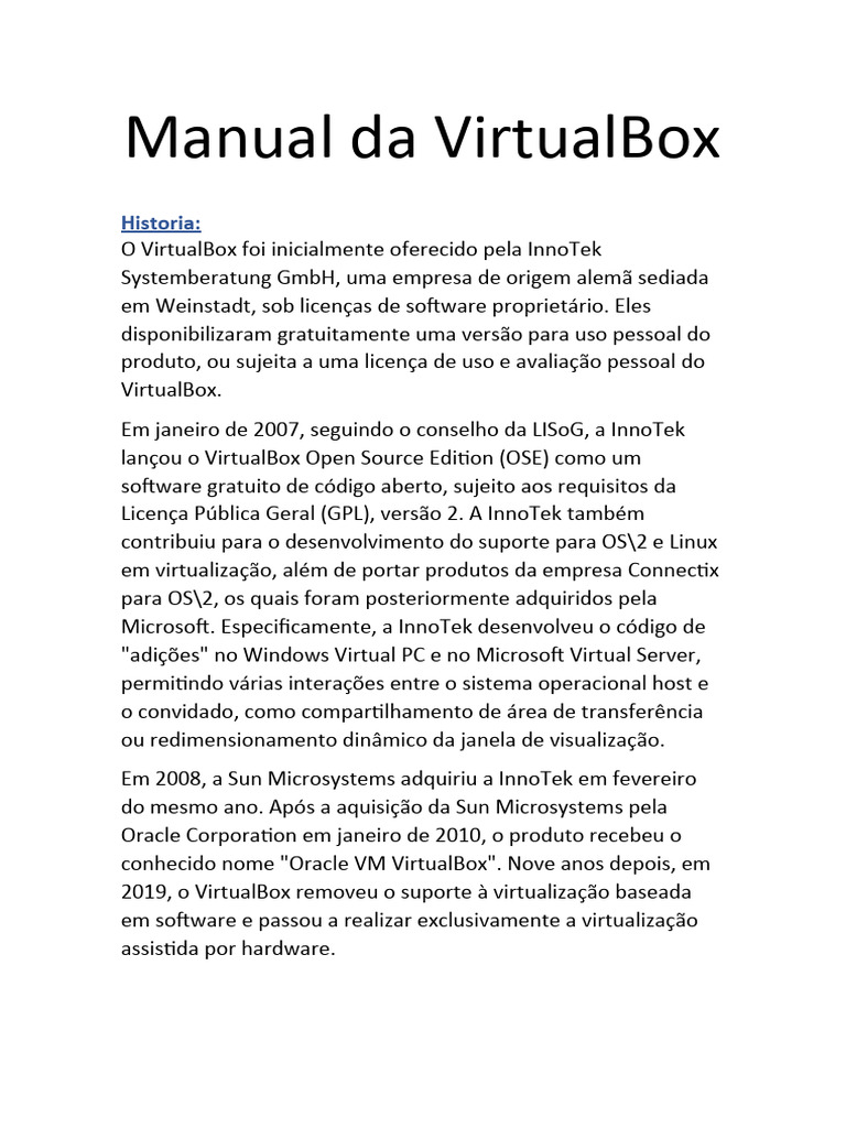 Manual Da VirtualBox | PDF | Programas | Informática