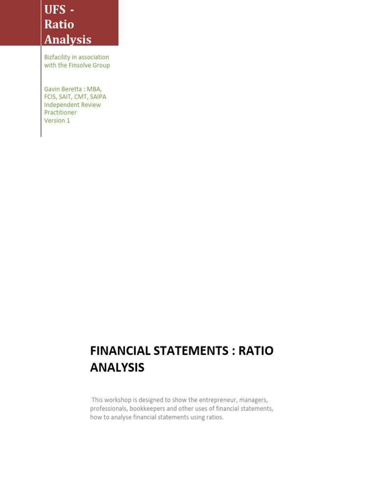 Financial Statements Ratio Analysis Consolidated Pdf Balance