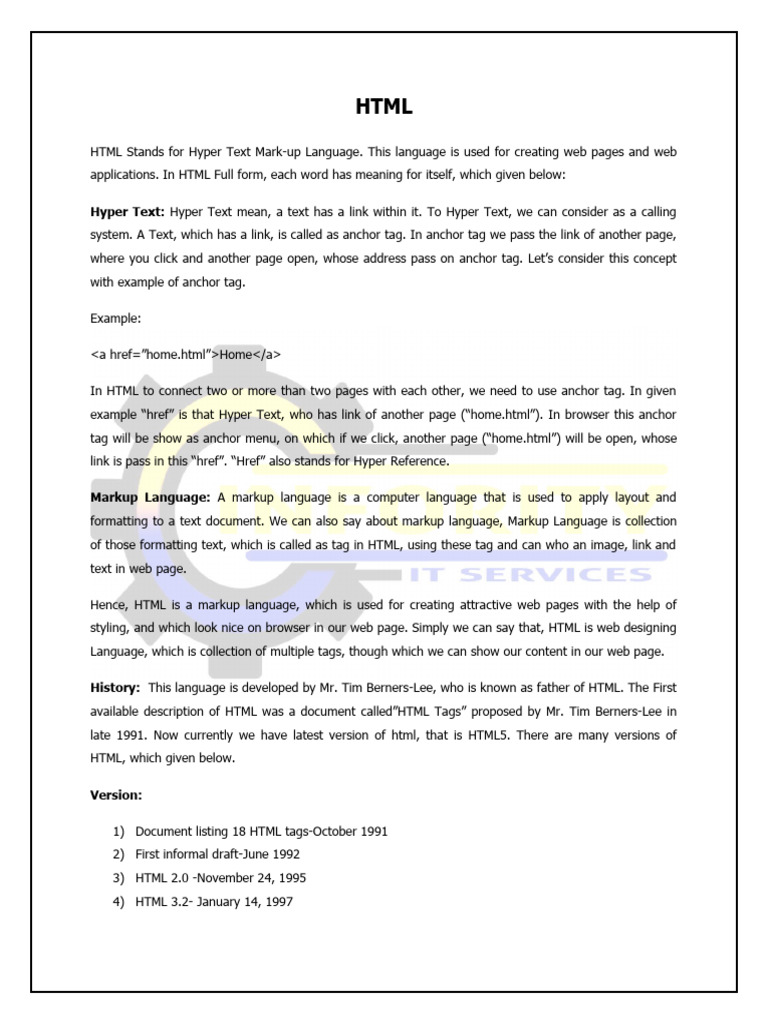 HTML | PDF | Html Element | Html