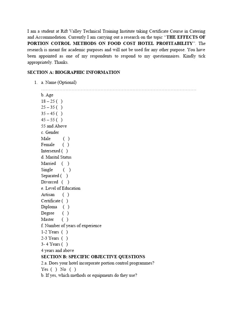 Questionnaire Mercy | PDF
