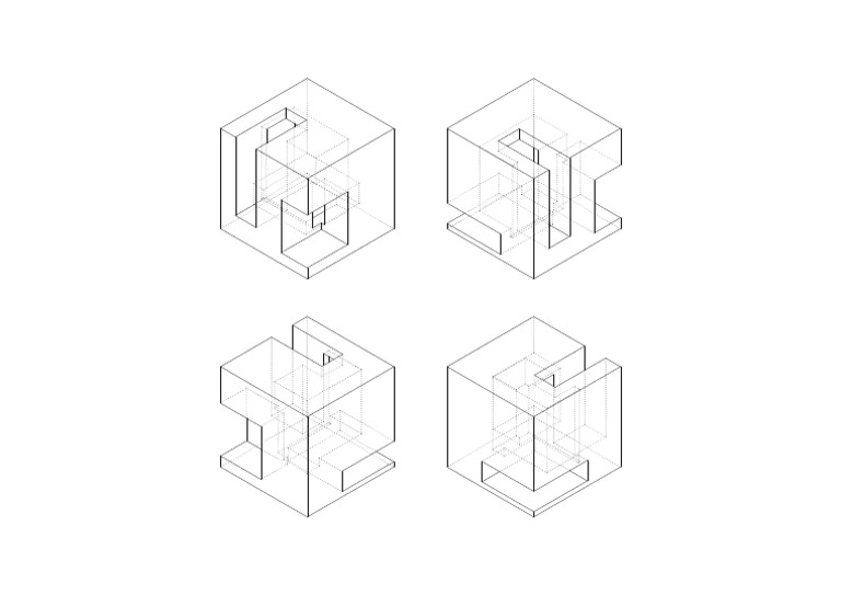 Ej 02 Volumetría Simple - Sustracción Axonometrias | PDF
