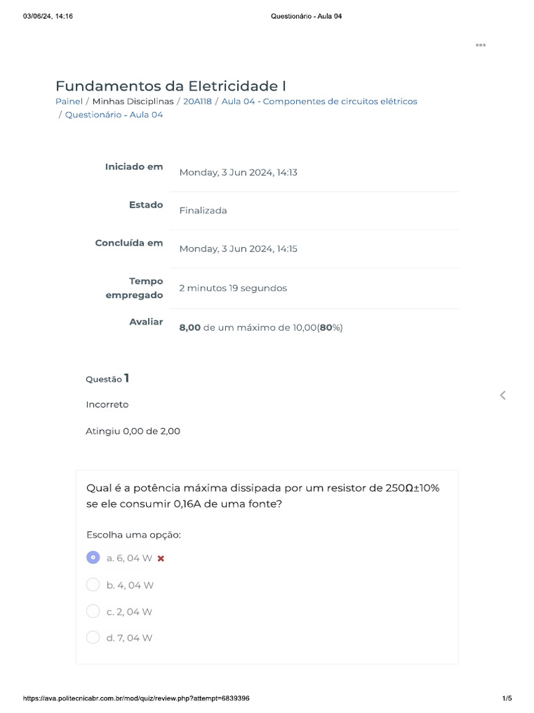 Fundamentos Da Eletricidade I Aula 04 | PDF