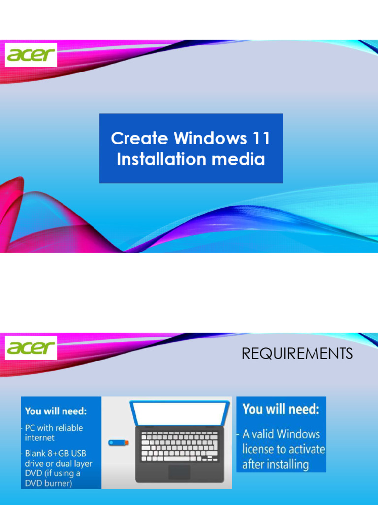 Windows 11 Fresh Installation in Acer Laptop | Download Free PDF | Usb ...