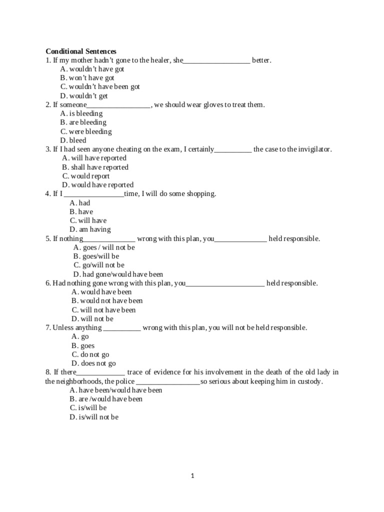 Conditional Sentences Practice Exercises | PDF