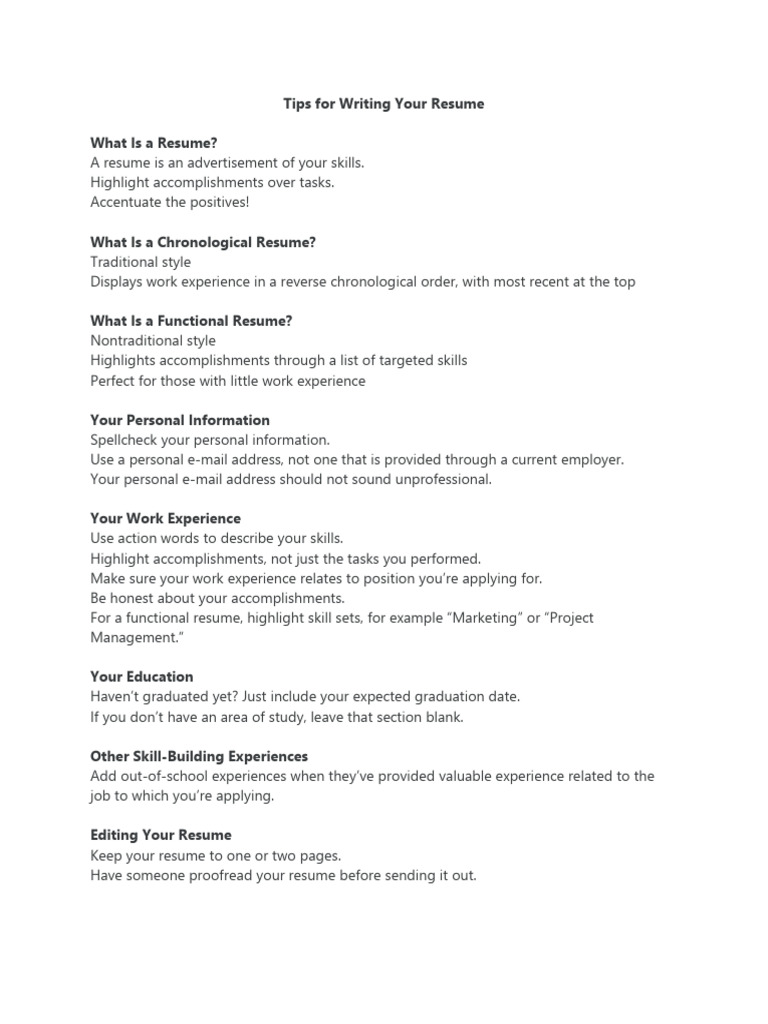 Tips For Writing Your Resume V1 0519 | PDF